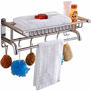 XHALERY Bath Racks,Shower Corner Wall-Mounted Storage Rack 304 Stainless Steel 2-Layer Hook Towel Rack for Kitchen Bathroomshelves