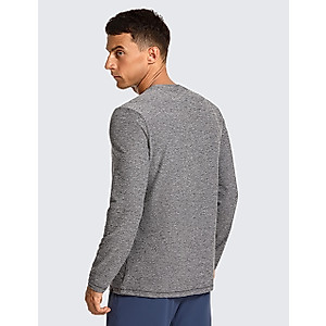 CRZ YOGA Men's Lightweight Long Sleeve T-Shirts Slim Fit Crew Neck Quick Dry Soft Athletic Workout Tee Tops Platinum Heather X-Large