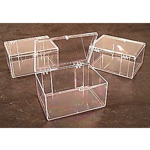 Lot of 3 Crystal Clear Hinged Plastic Trading Card Storage Boxes (100-ct) - Made in the U.S.A.