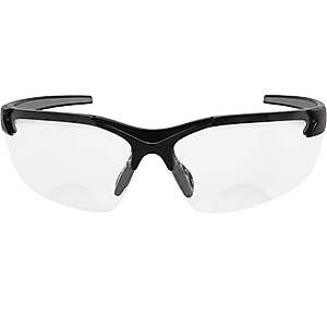 Edge DZ111-2.5-G2 Zorge G2 Wrap-Around Safety Glasses, 2.5 Magnification, Anti-Scratch, Non-Slip, UV 400, Military Grade, ANSI/ISEA & MCEPS, 5.04" Wide, Black Frame / Clear Lens