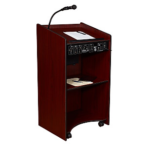 Oklahoma Sound 6010-MY Aristocrat Floor Sound Lectern, 25" Width x 46" Height x 20" Depth, Sound, Mahogany