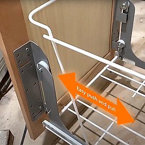 HRepair 5WD-DMKIT Metal Door Shelf Mount Silver Kit For 5wb1 5wb2 5cw2 Organizer Basket Series RV Pull Out Wire Baskets Cabinet Kitchen Cookware Organizers Waste Containers