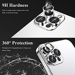 YWXTW Designed for iPhone 14 Pro Max Camera Lens Protector, for iPhone 14 Pro Camera Lens Protector, Individual Metal Anti Scratch HD Clear Case Friendly Tempered Glass Camera Cover, 1 Set (Silver)