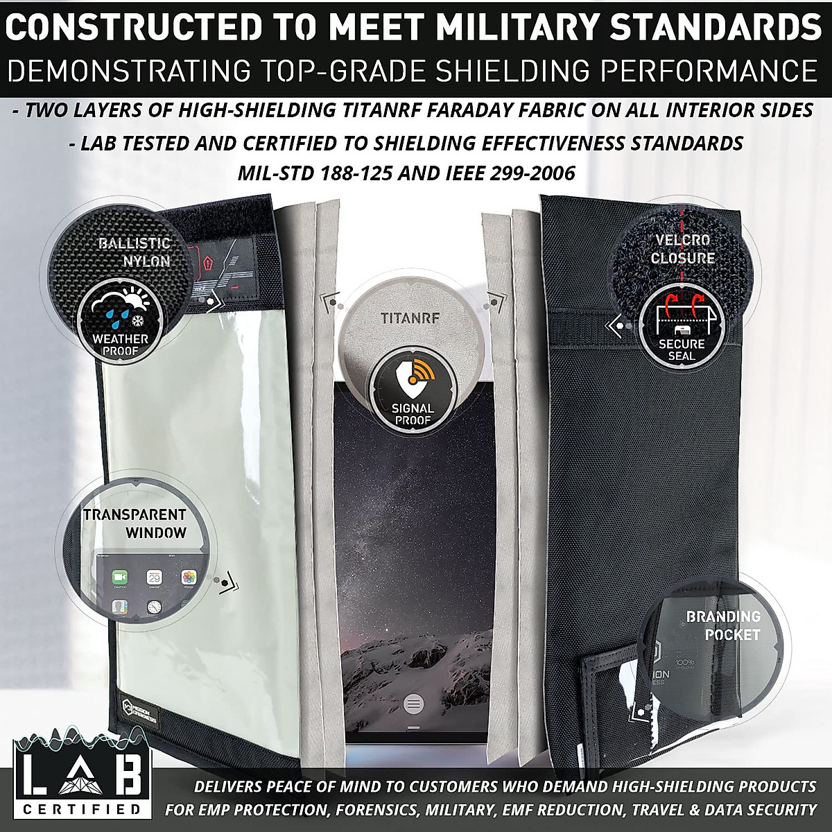 Mission Darkness Window Faraday Bag for Tablets // Device Shielding for Law Enforcement, Military, Executive Privacy, EMP Protection, Travel & Data Security, Anti-Hacking & Anti-Tracking Assurance