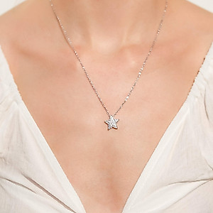 Heart Made of Gold CZ Star Pendant Necklace (Silver)