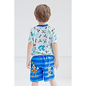 Disney Pixar Toy Story Monsters Inc. Mickey Mouse D100 Infant Baby Boys Rash Guard and Swim Trunks Outfit Set Blue 24 Months