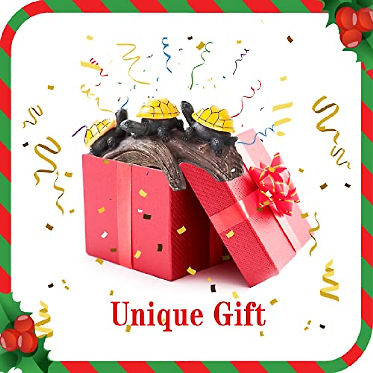 pearlstar Solar Outdoor Statues Turtle on Log Yard Decor, Waterproof Figurine Light Garden Decorations Lawn Ornaments for Patio, Backyard, Gift for Mom Woman Grandma Lovers