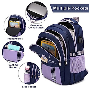 ACESAK Backpack for Girls - Girls Backpack Schoolbag for Girls Kids Children Teens Elementary Middle School Bags, Waterproof Lightweight Kids Bookbag Backpacks Casual Daypack with Lunch Bag Set