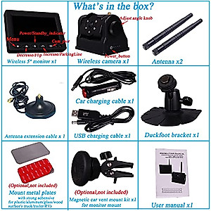 Magnetic Wireless Backup Camera Hitch with 7" IPS Monitor - HD 720P Camera Built-in Rechargeable Long Life Battery Powered Backup Rear View Portable for Hooking Horse Trailer/Rv/5th Wheels/Boats