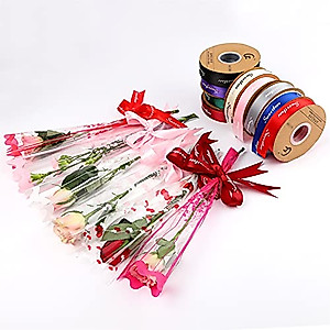 Aylmrice Clear Flower Bouquet Sleeve Flower Wrapping Plastic Paper Floral Arrangement Supplies Wrap Bags Single Rose Packaging Bags for Party Feastival Wedding Valentine's Day 100 Counts White