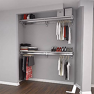 Arrange A Space RCMBX Premium 56" Top and Bottom Shelf/Hang Rod Kits White Closet System, 2 Count