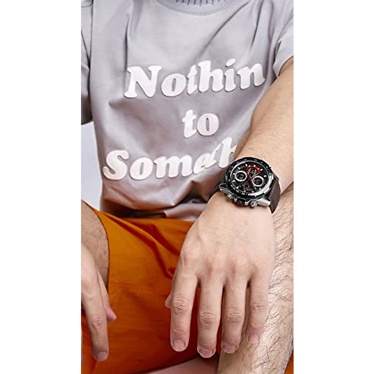 NAVIFORCE Men's Military Digital Watches Analog Quartz Waterproof Watch Sport Multifunctional Leather Wristwatch