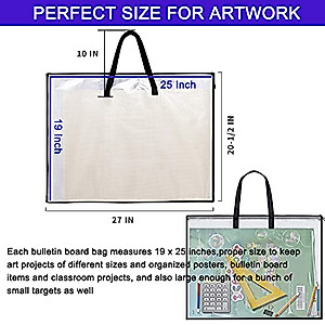 DPEI XUAN 2 Pieces Art Portfolio Bag Poster Storage Bag, with Zipper and Handle Posters Organizer Transparent White Bag for Large Posters, Poster Board, Painting, Bulletin Boards (19 x 25 inch)