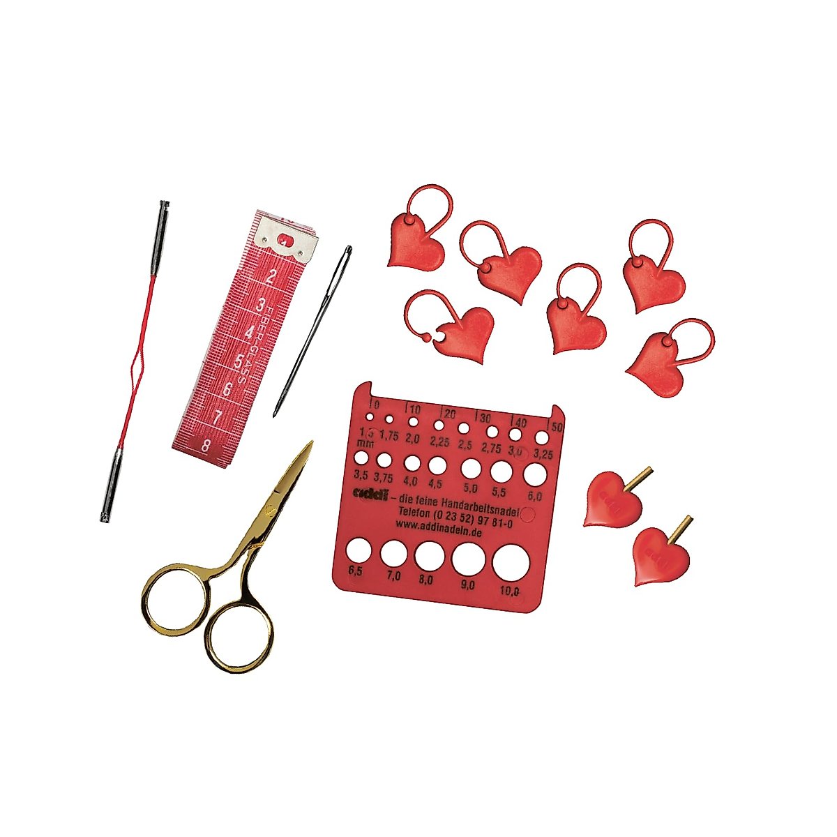 Addi Click by Woolly Hugs Interchangeable Circular System with Exclusive Red Cords (European Version) with Red Gauge