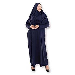 Avanos Prayer Clothes for Muslim Women, Praying Islamic Abaya Niqab Burka Hijab Face Cover Clothing Muslim Dress (Navy Blue, 1)