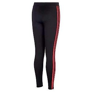 Adidas Kids Girls' Performance Tight Three Stripe Leggings - L - Black/Pink Text