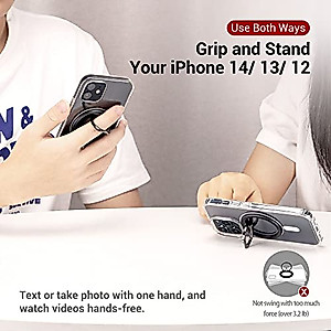 PROfezzion Thin Metal Ring Holder for MagSafe, Removable Strongest Magnetic Phone Grip Only for iPhone 14 13 12 Pro Max Plus with Mag-Safe Case [MagSafe Car Mount Compatible] [Adjustable Kickstand]