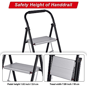 ExGizmo Aluminum Hand Truck,2 in 1 Folding Step Ladder,Portable Aluminum Ladder 551 LBS Load Capacity,Multifunction Collapsible Dolly Cart 220 LBS Load Capacity