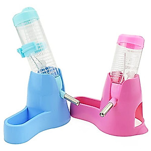 Hemobllo Pet Feeder Hamster Hanging Water Bottle Pet Dispenser with Base Hut Pet Auto Dispenser for Dwarf Ferrets Rabbits Hamster Mouse Rat Hedgehog and Other Small Animals (125ML, Pink)