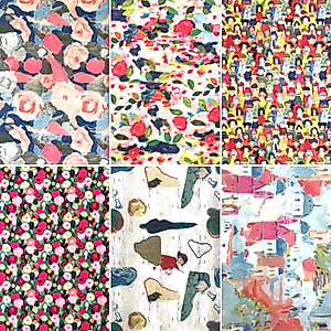 Misscrafts 100% Cotton Quilting Fabric Bundles Craft Fabric Squares Fat Quarters Multicolored for Patchwork DIY Sewing Scrapbooking (6pc 18x22” Watercolour)