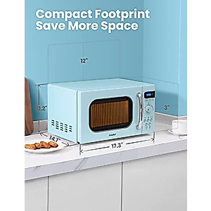 COMFEE' Retro Small Microwave Oven With Compact Size, 9 Preset Menus, Position-Memory Turntable, Mute Function, Countertop Microwave For Small Spaces, 0.7 Cu Ft/700W, Green, AM720C2RA-G