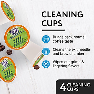 IMPRESA Cleaning and Descaler Kit - 2 Uses Per Bottle Plus 4 Cleaning Cups Compatible with Keurig K-Cup Pod Machines - Made in USA - Universal Descaling Solution and Stain Remover