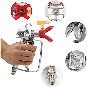 Airless Spray Gun High Pressure with 517 Tips and tip Guard,2 x Airless Paint Spray Gun Filter