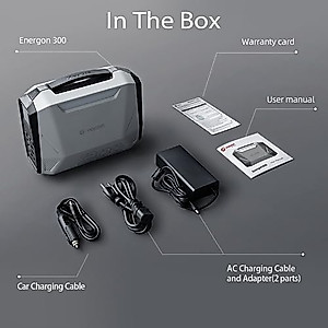 Portable Power Station-299Wh 300W(Peak 600W) Outdoor Generators - ENERGON 300 LiFePO4 Backup Battery, 3000 Cycles, 1.8-Hour Fast Charging - Lightweight Solar Generator - Ideal for Camping/RVs/Home Use