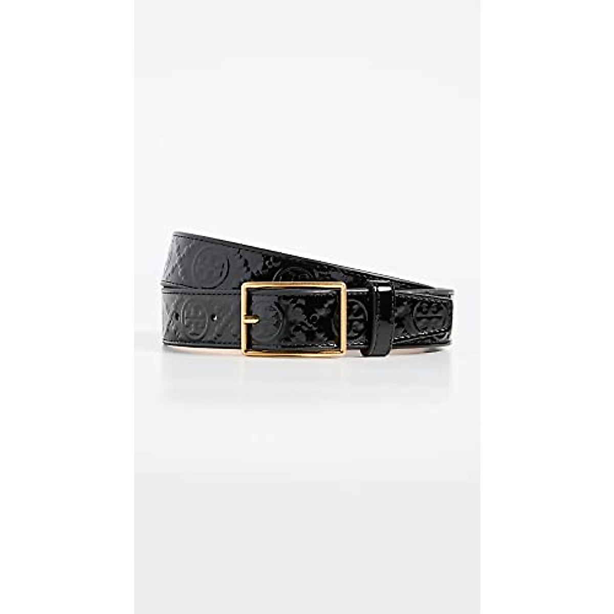 Tory Burch Women's T Monogram Patent Belt, Black, S