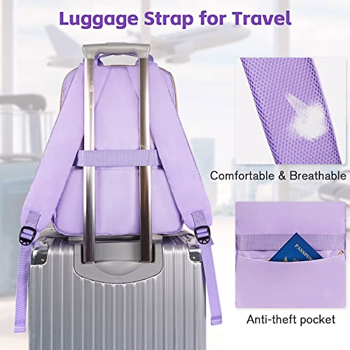 Carrying Case with Oculus Quest 2, Meta Quest VR Case for VR Headset with Elite Strap, Touch Controllers Accessories, Large Laptop Backpack for Women as Gift to Travel Outdoor and Home Storage, Purple