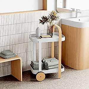 Umbra Bellwood Bar Cart, Serving Trolley, Side Table, Natural/White