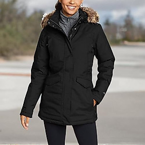 Eddie Bauer Women's Silver Lining Down Waterproof Rain Parka, Black, Medium