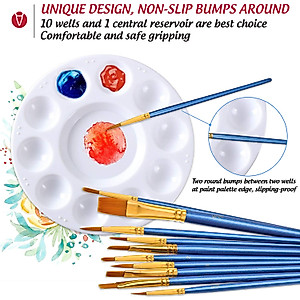 Paint Brushes Palettes Set by DUGATO, 2 Packs/20pcs Round Pointed Tip Nylon Hair Brushes with 5 Paint Trays for Acrylic Watercolor Oil Gouache Tempera and Body Painting