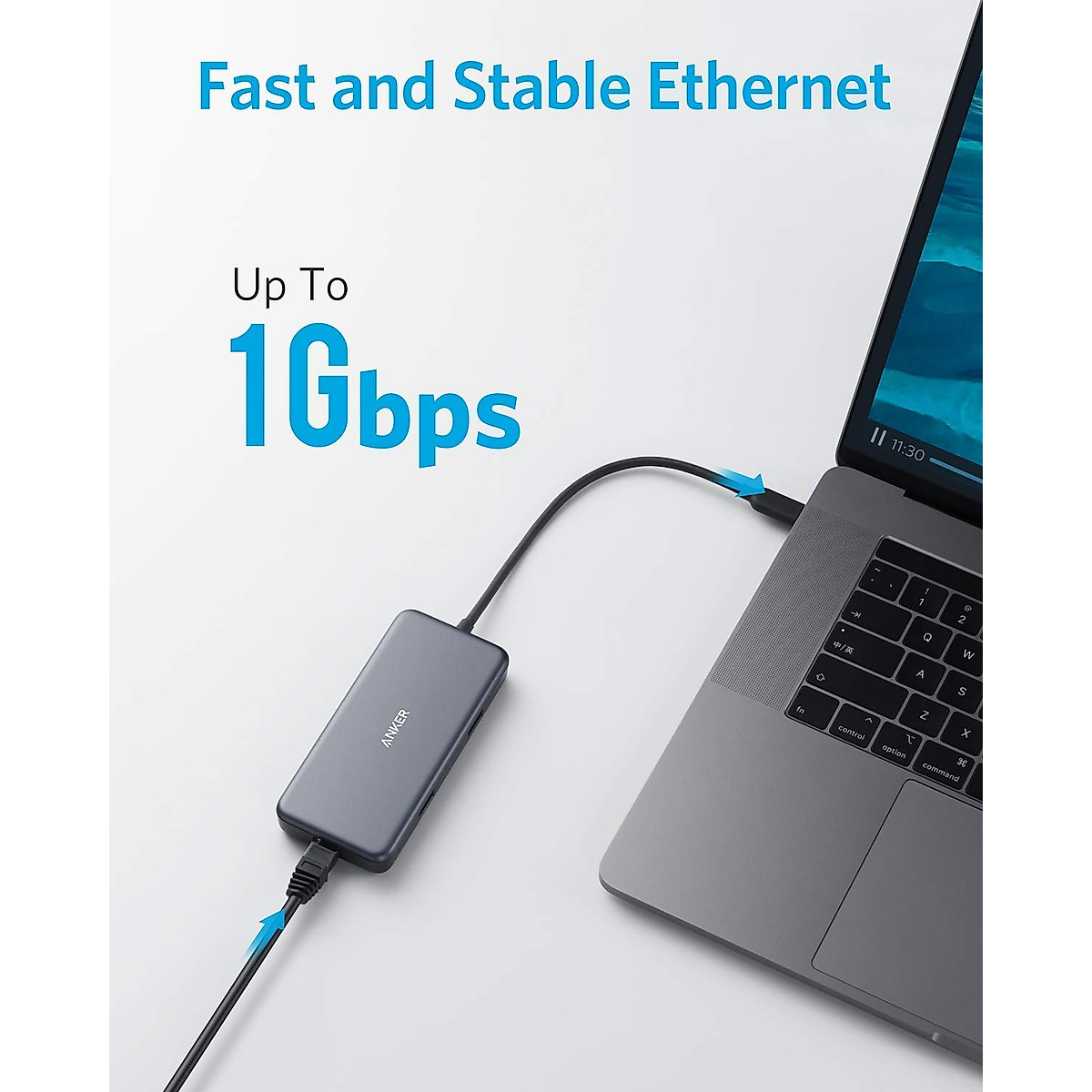 Anker USB C Hub Adapter, PowerExpand+ 7-in-1 USB C Hub, with 4K USB C to HDMI, 60W Power Delivery, 1Gbps Ethernet, 2 USB 3.0 Ports, SD and microSD Card Readers, for MacBook Pro and Other Laptops