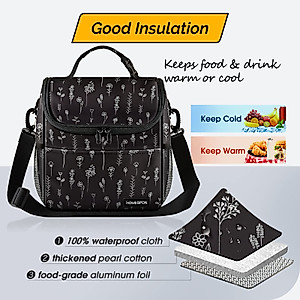 HOMESPON Lunch Bag for Women Large Insulated Lunch Box Reusable Cooler Tote with Front Pocket and Adjustable Shoulder Strap for Work Picnic or Travel