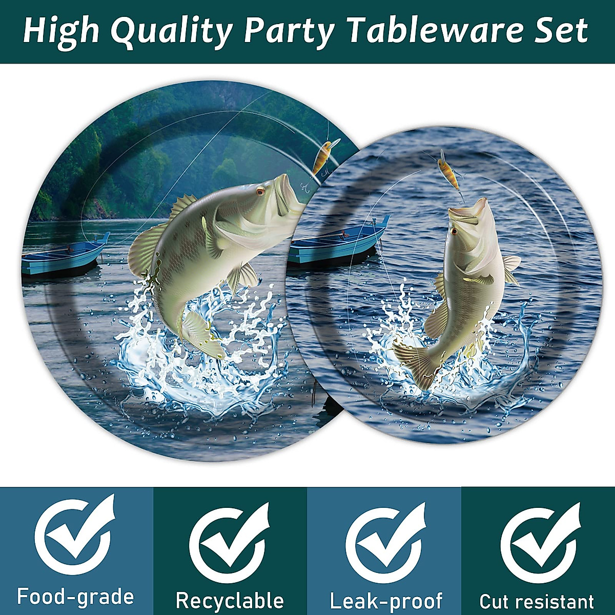 Gone Fishing Party Plates Napkins Gone Fishin' Dinnerware Fishing Themed Tableware for Fishing Tournament Birthday Party Disposable Paper Plates Napkins Party Decorations Supplies Favors 24 Guests