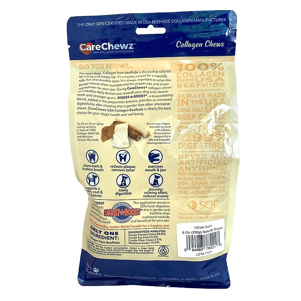 Pet Factory CareChewz Collagen Slices Dog Chew Treats - Natural Flavor, 8 oz