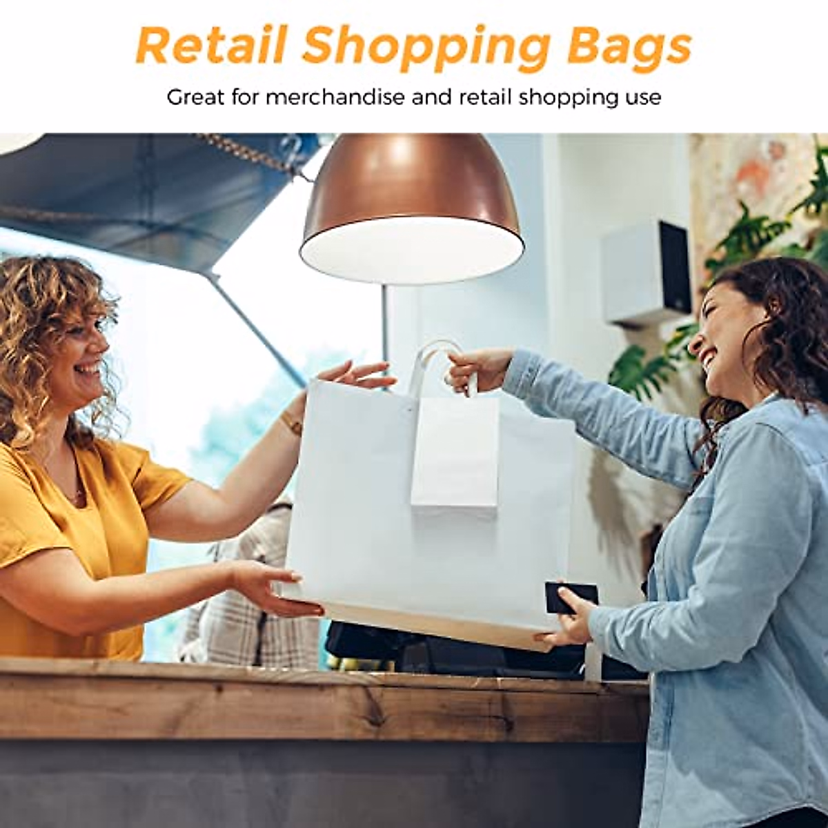 GSSUSA Kraft Paper Gift Bags 5.25x3.75x8 Paper Bags with Handles, White (20 Pcs), Bulk Kraft Gift Bag for Shopping, Craft, Grocery, Party, Retail, Lunch, Business, Wedding, Merchandise, Boutique