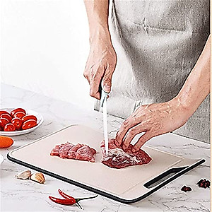 GULRUH Wood Cutting Boards for Kitchen, Cutting Board Kitchen Wheat Straw TPR Cutting Board Juice Trough Non-Slip Cutting Board BPA Free Dishwasher Safe Oil-Free and Durable Kitchen Tool (Color : Bei