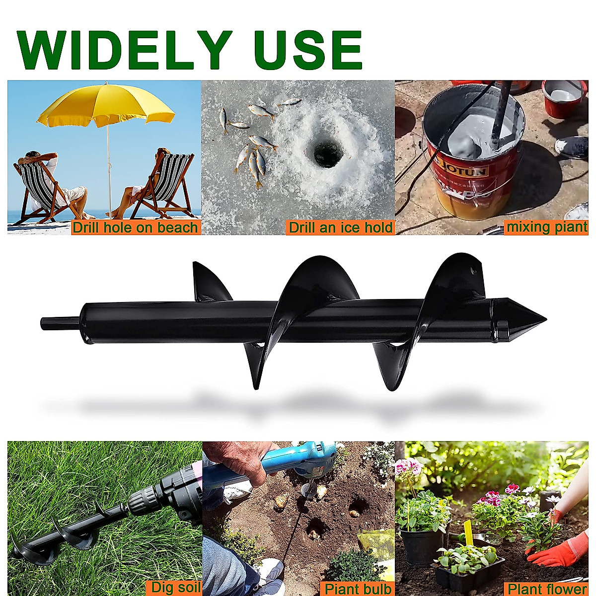 Auger Drill bit Set 3.5x12& 9x1.5 Inch Auger Drill Bit for Planting Garden Auger Spiral Drill Bit for 3/8”Hex Driver Drill Bulb & Bedding Garden Drill Planter with Gardening Gloves