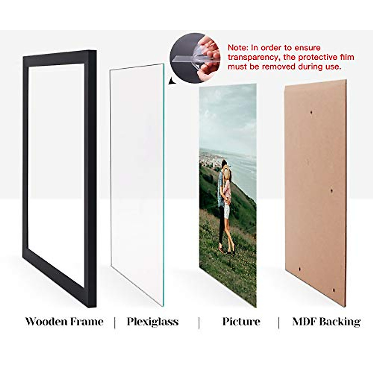 JD Concept Wood 16x20 Black Picture Frame 3 Pack - Gallery Wall Frame Set - Suitable for Horizontal and Vertical Hanging 16 x 20 Poster Photo