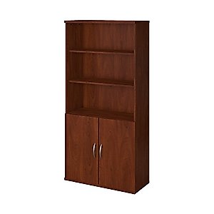 Bush Business Furniture Series C Elite 36W 5 Shelf Bookcase with Doors in Hansen Cherry