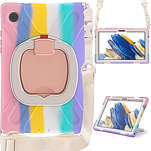 Tablet Case Cover Compatible with Samsung Galaxy Tab A8 10.5 inch 2021 (SM-X200/X205) Shockproof Kids Case,[Kickstand] [Shoulder Strap] 360 Degree Rotating Handle Stand Bracket Heavy Duty Rugged Cover