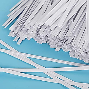 Unves 1000 Pcs White Paper Twist Ties Reusable Bread Ties for Bags Candy Coffee Cello Cake Pops (4 Inches)