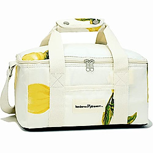 Business & Pleasure Co. Holiday Cooler Bag - Cute Vintage Lunch Bag - Perfect for Beach Days & Picnics - Keeps Food Fresh & Drinks Cold - Insulated Leakproof Lining, 13L - Vintage Lemons
