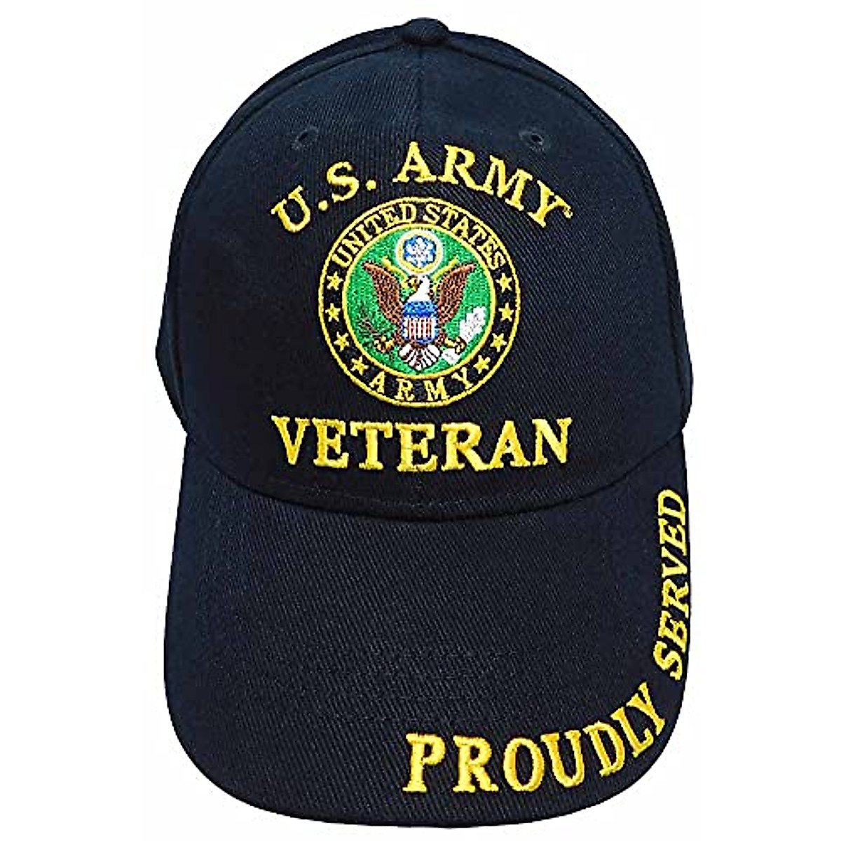 United States U.S. Army Veteran Proudly Served Black 100% Cotton Adjustable Embroidered Cap Hat CP00114
