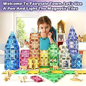 Kids Toys Magnetic Tiles Toys for 3 Year Old Boys Girls STEM Learning Toy Magnetic Building Blocks Toys for Boys & Girls Ages 3-5 4-8 Birthday Kids Gifts