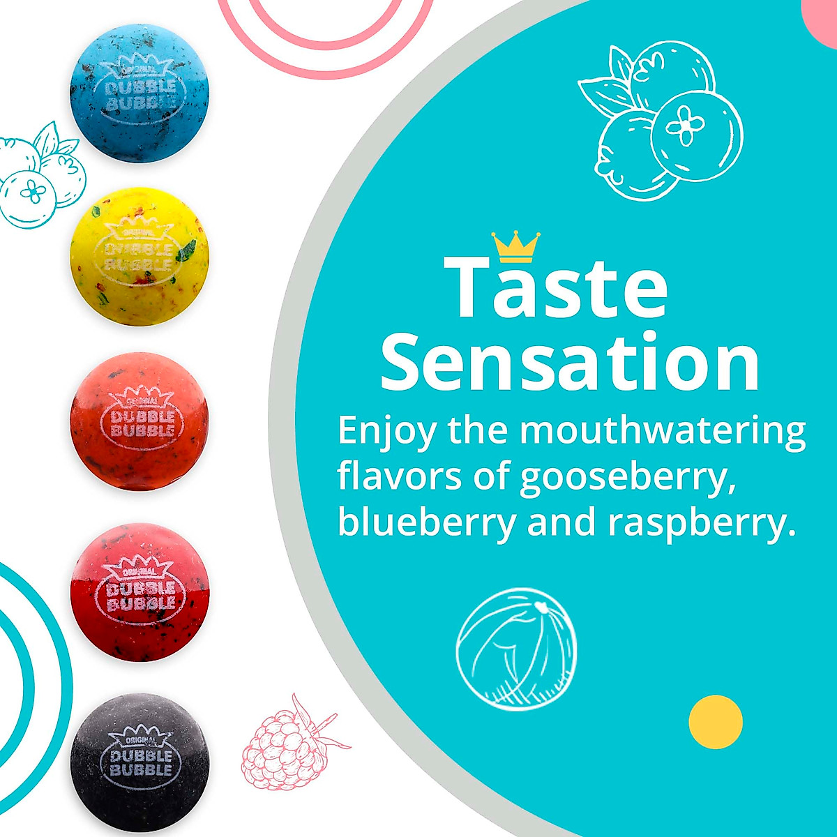 Gumballs for Gumball Machine - Berry Mix 1 Inch Bubble Gum Balls Bulk - Gumball Machine Refills - Double Bubble Chewing Gum - 2.4 Pound - 136pcs King Gumballs Bulk