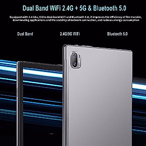 JUSYEA 2023 Tablet 10 Inch Android 11 Tablets J10 Tablet 4GB RAM, 64GB ROM Expandable 128GB, Octa-core processors-8000mAh Battery, 5G+2.4G Wi-Fi, Bluetooth 5.0, Metallic Body with Case+Stylus- Gray