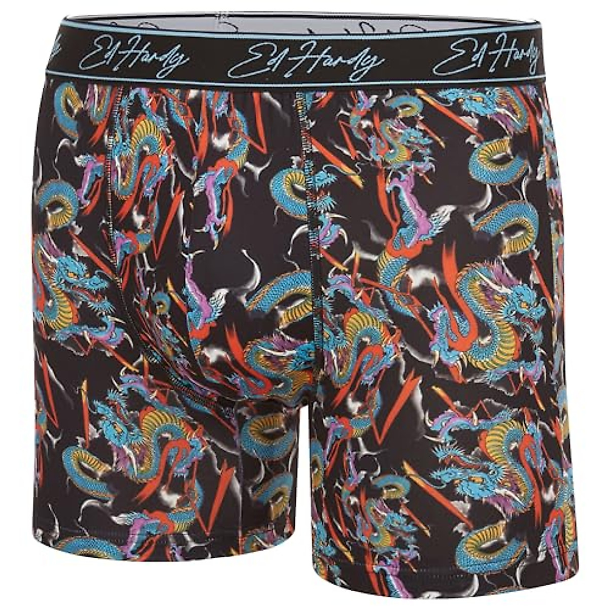 ED HARDY Men's Underwear Boxer Briefs - Comfortable, Breathable, Stylish Design 3 Pack, Dragon, Skulls, Tiger, Medium